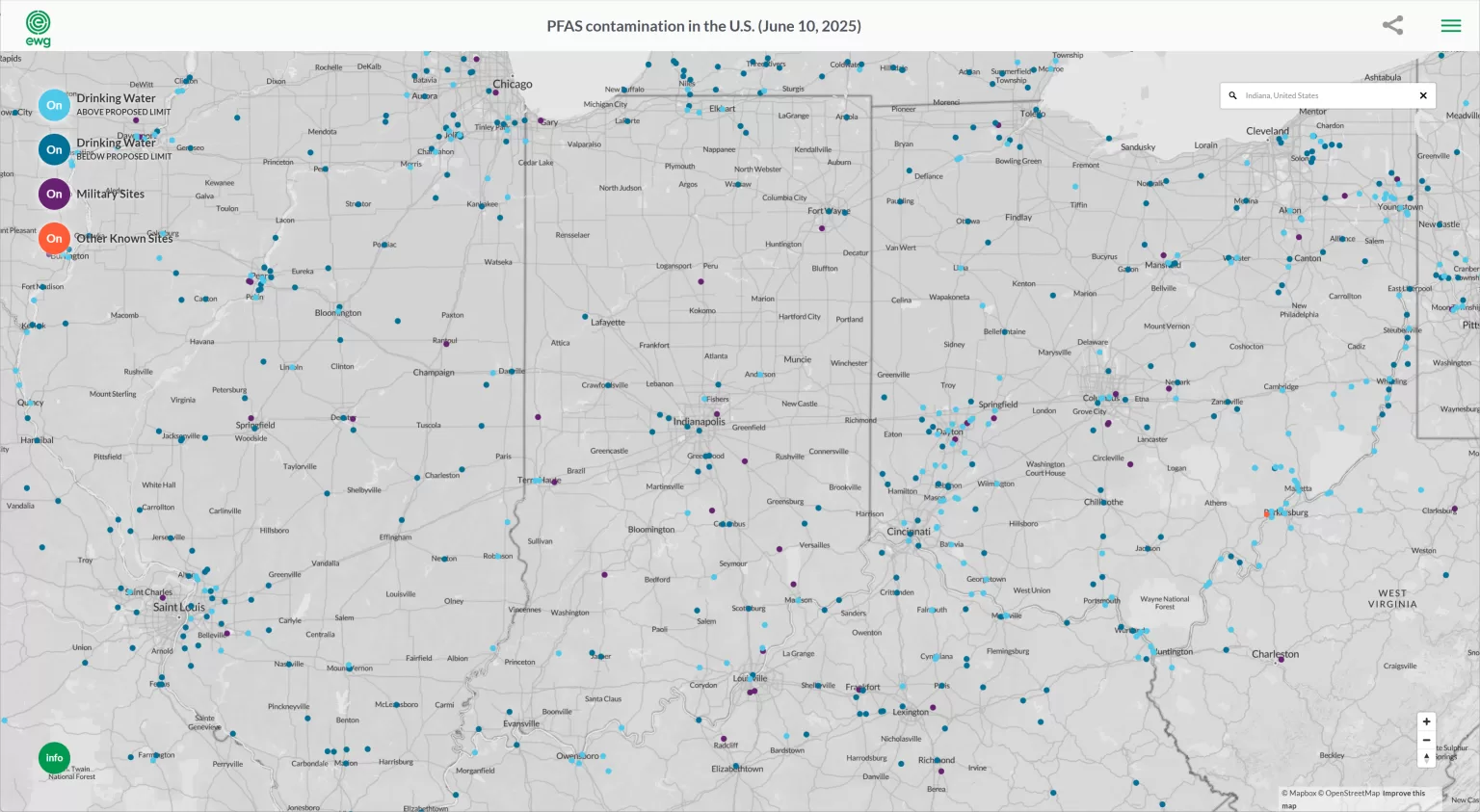 PFAS In Indiana Contamination Map (Upd January 2026)