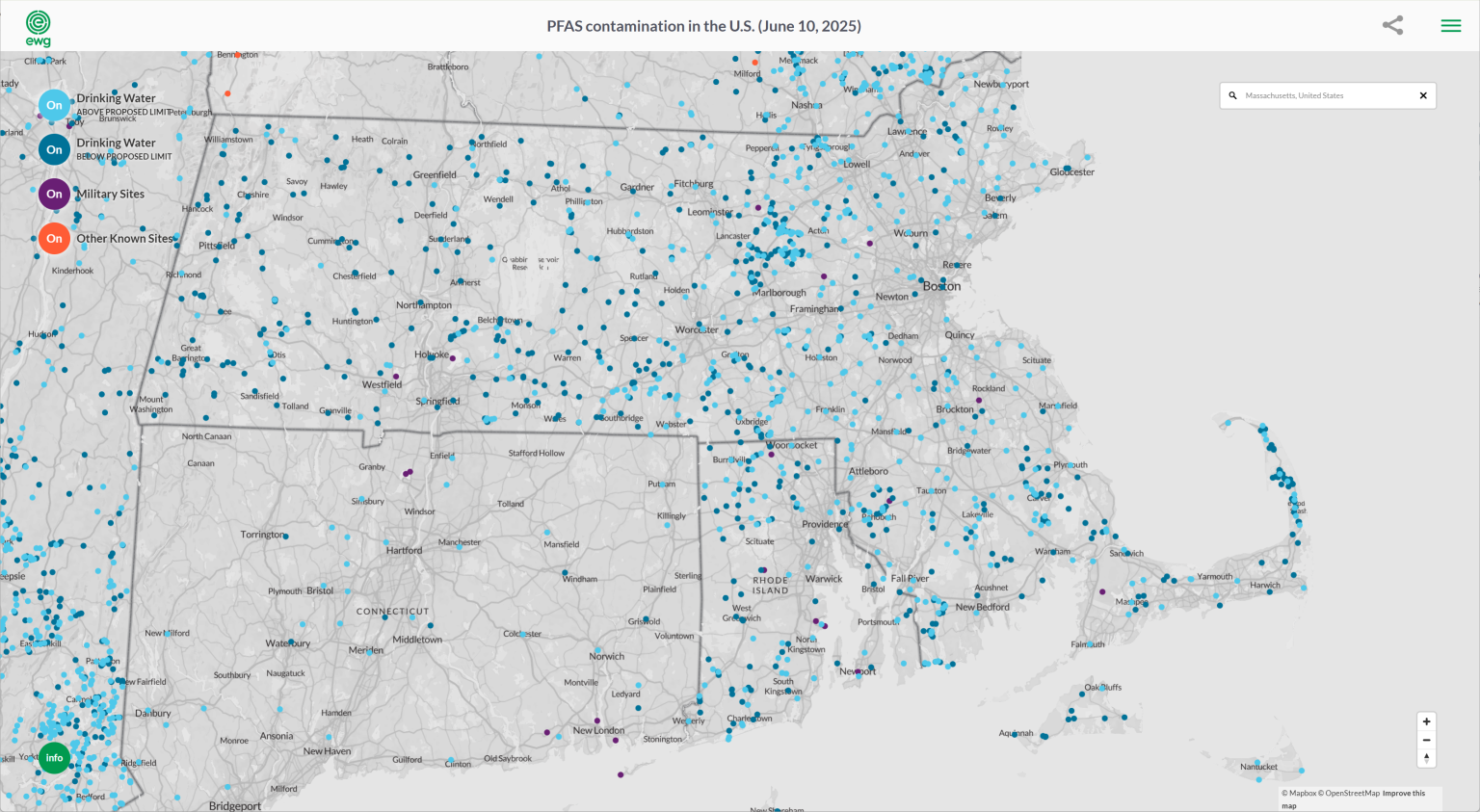 PFAS In Massachusetts Contamination Map (Upd September 2025)