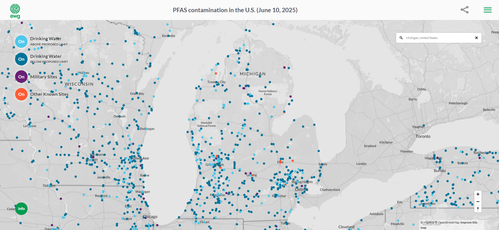 PFAS In Michigan Contamination Map (Upd July 2025)