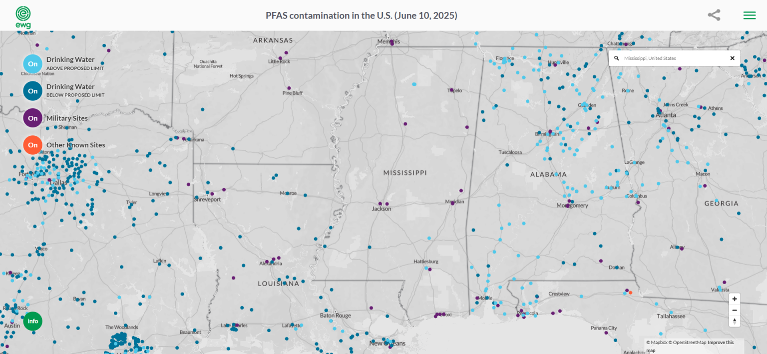 PFAS In Mississippi Contamination Map (Upd September 2025)