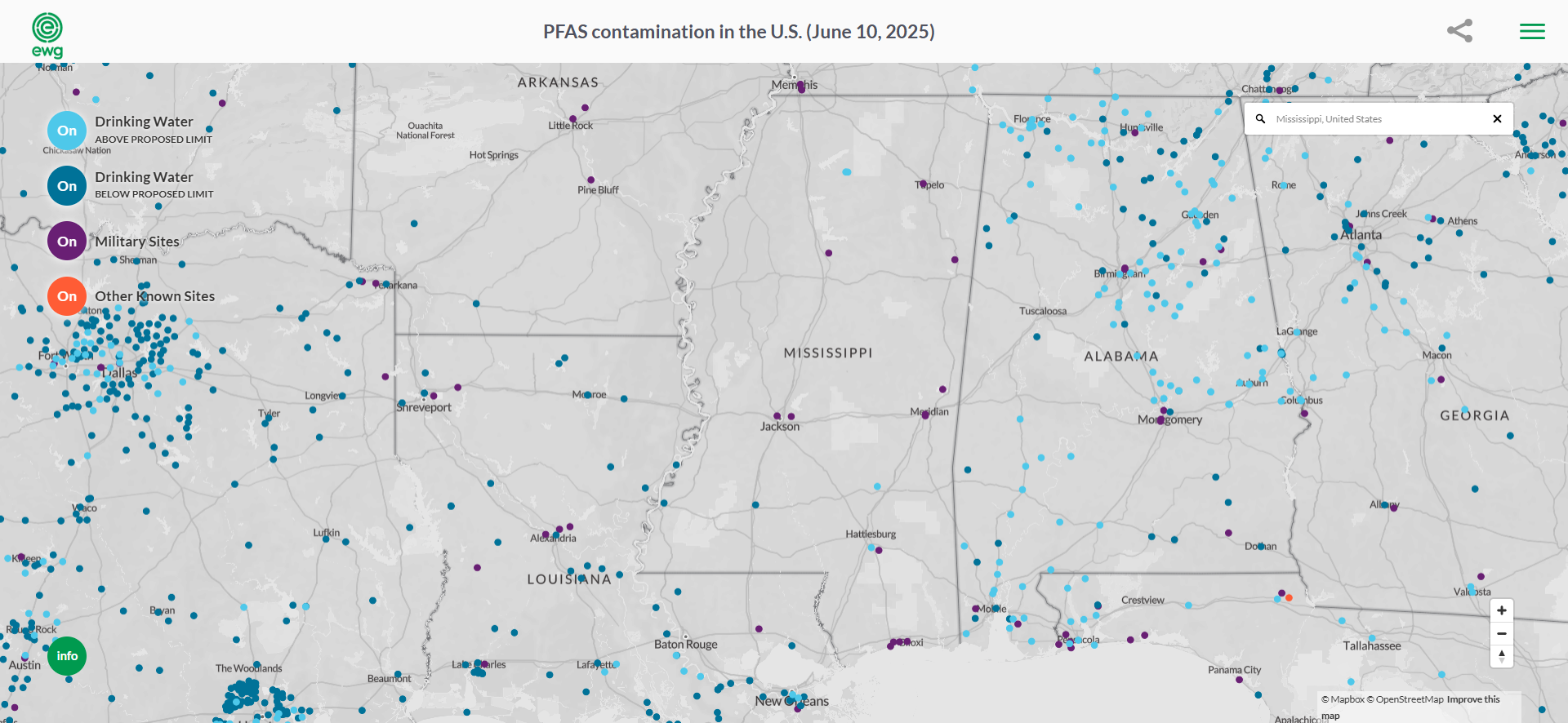PFAS In Mississippi Contamination Map (Upd December 2025)