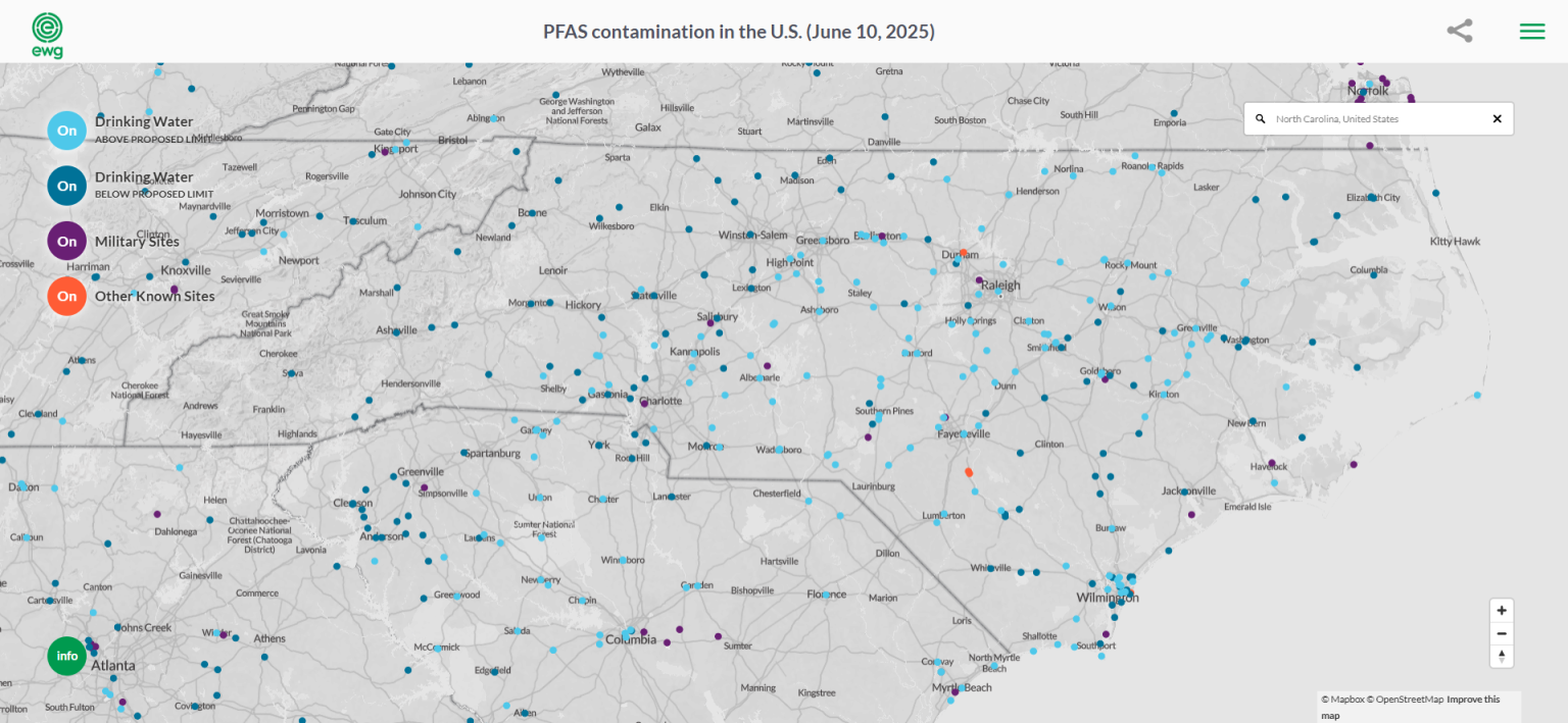 PFAS In North Carolina Contamination Map (Upd October 2025)