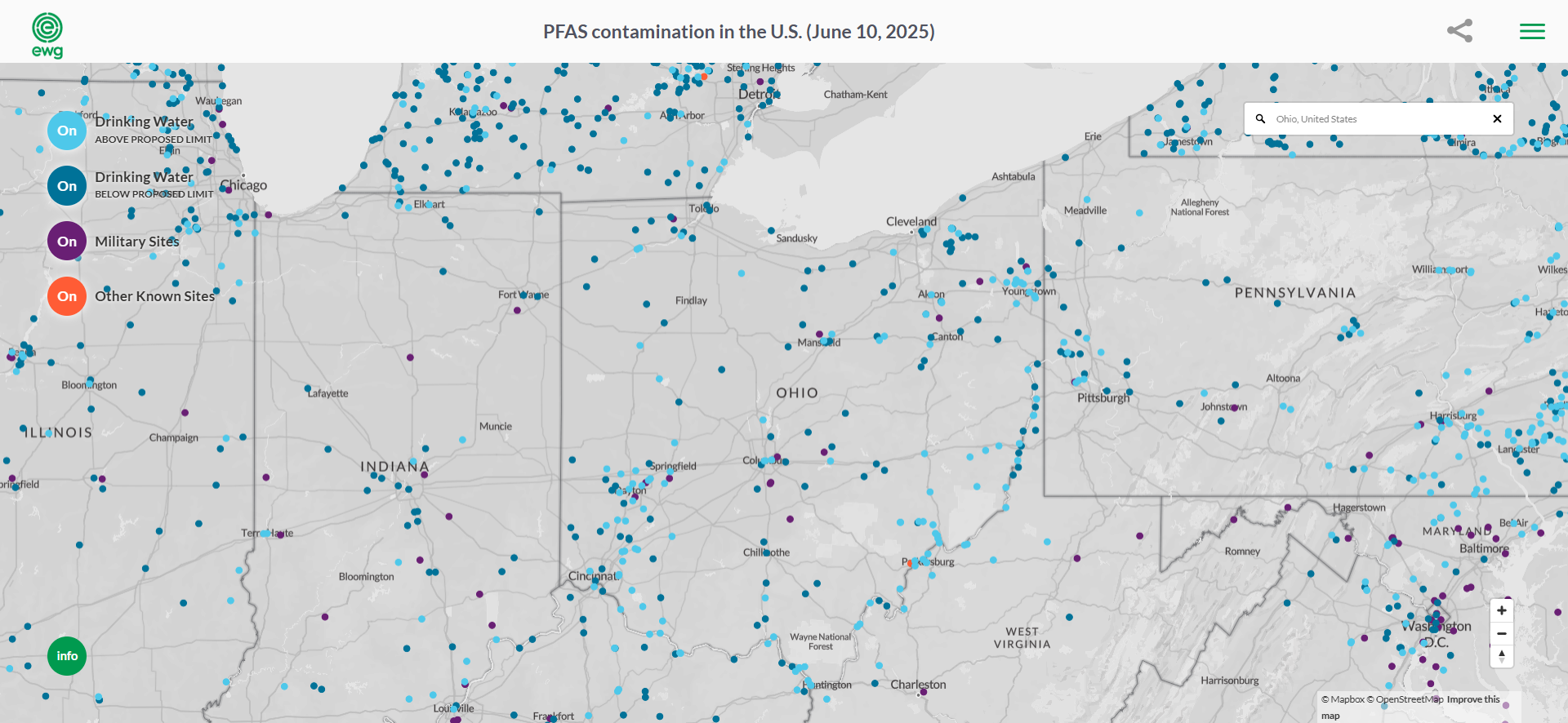 PFAS In Ohio Contamination Map (Upd December 2025)