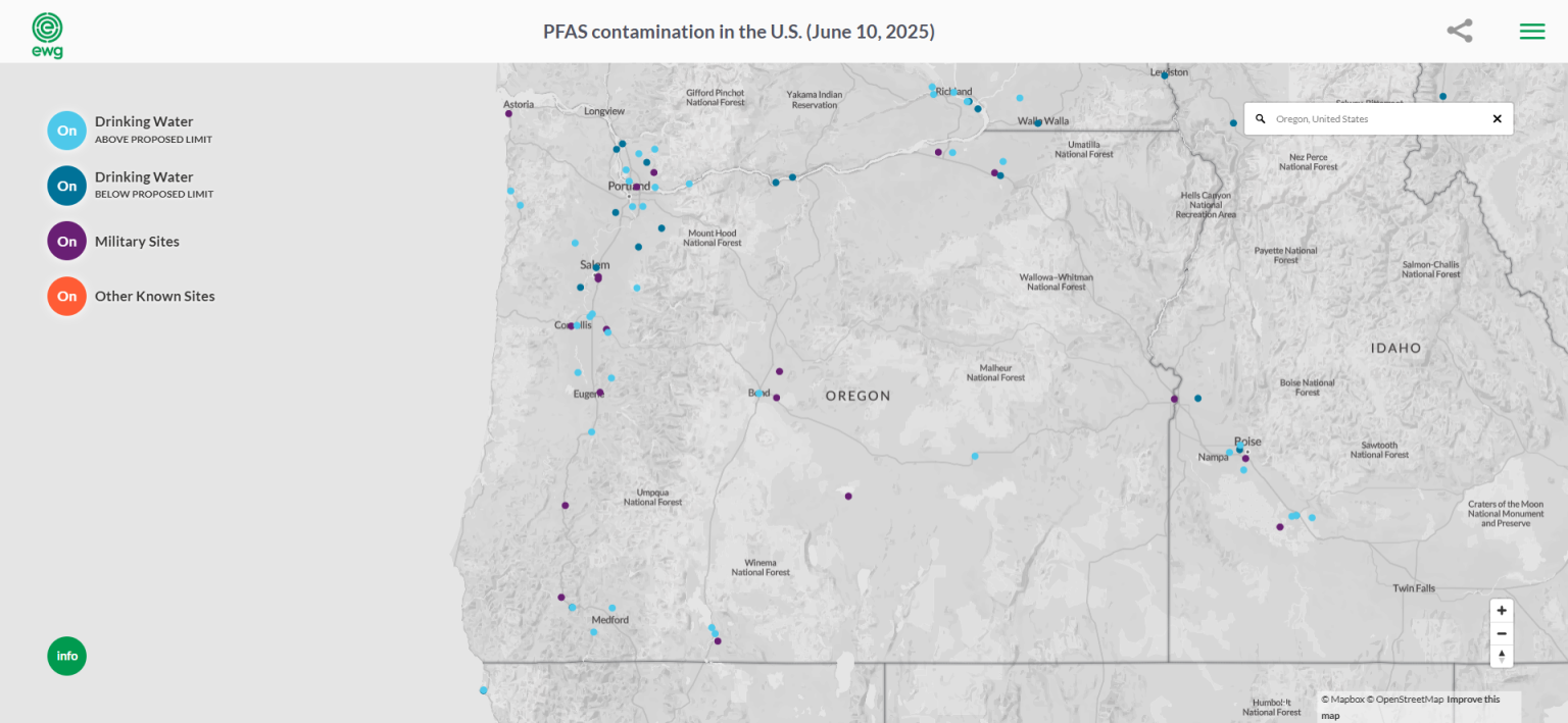 PFAS In Oregon Contamination Map (Upd December 2025)
