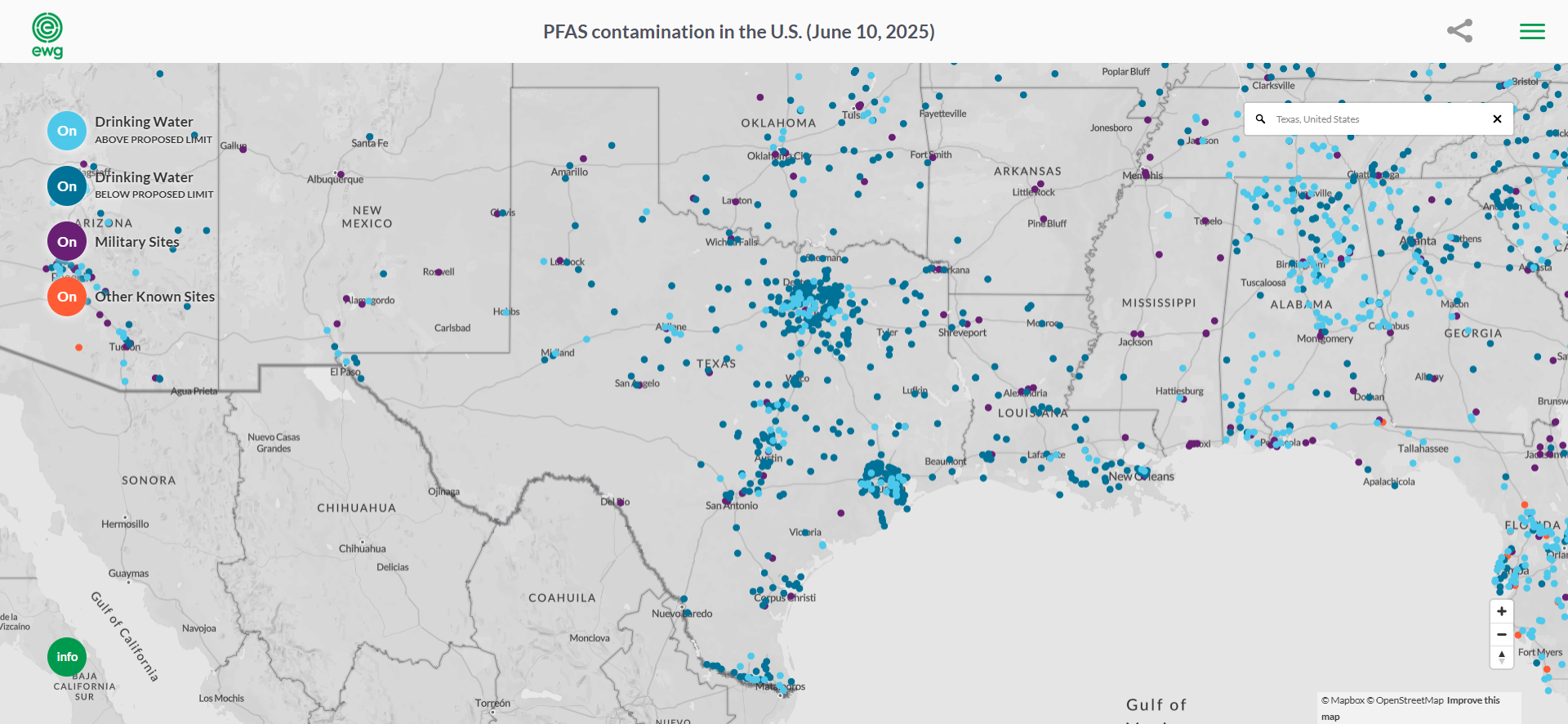PFAS In Texas Contamination Map (Upd September 2025)