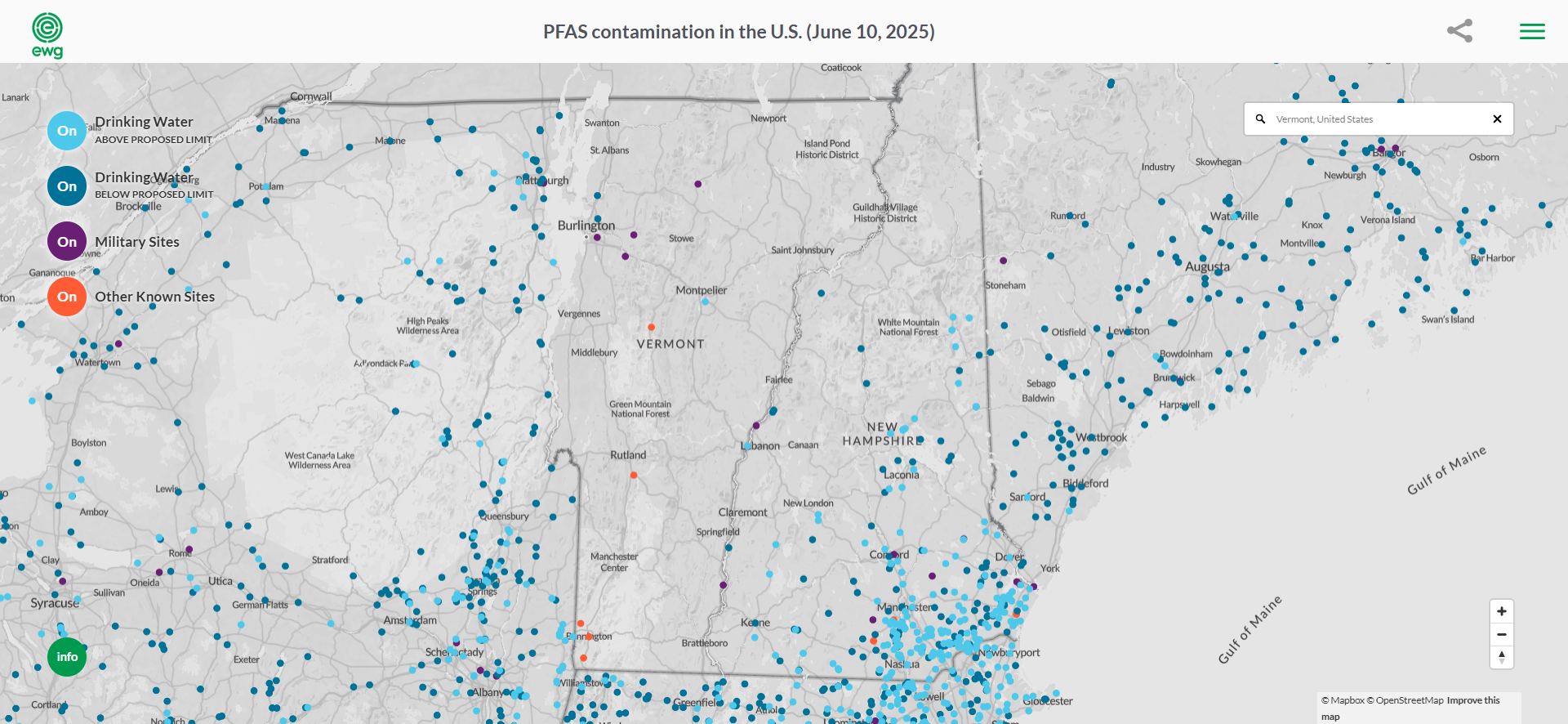 PFAS In Vermont Contamination Map (Upd December 2025)